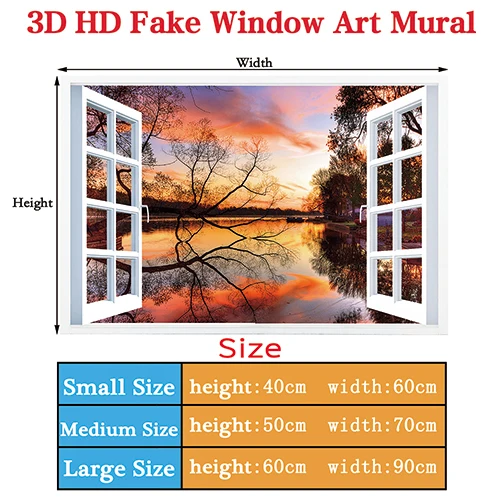 3D Simulation Fake Window Wallpaper Lake Landscape Mountain Clouds Wall ...