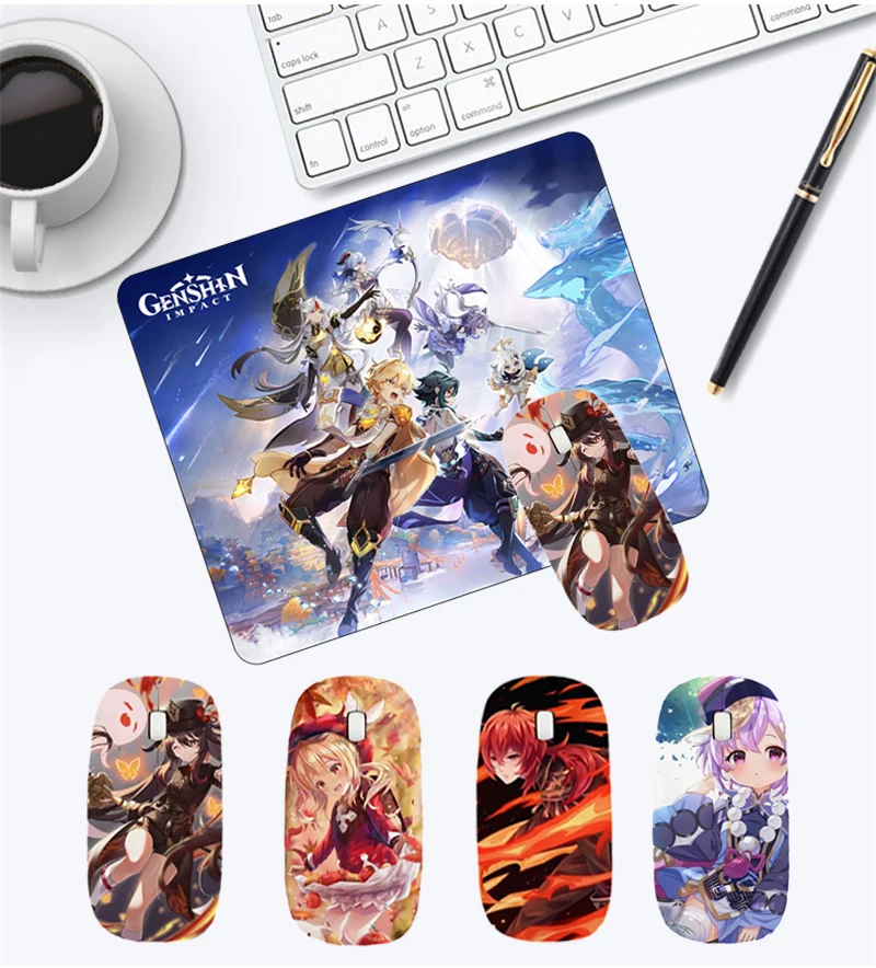 Anime Wireless Mouse Gamer Genshin Impact Mause Computer Gaming Mouse ...