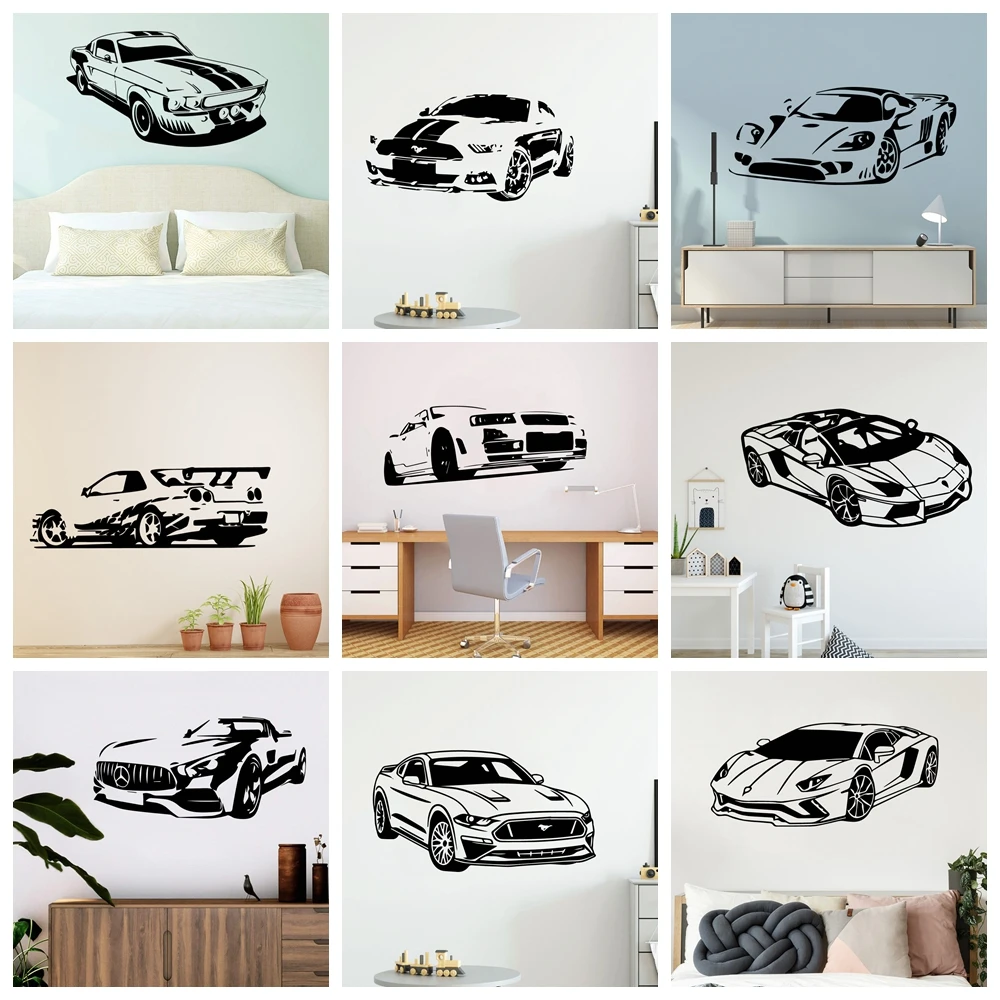 Modern-Stickers-Sport-Car-Vinyl-Wallpaper-For-Living-Room-decor-Wall ...