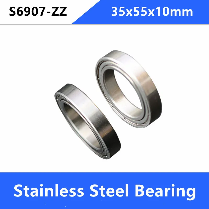 4pcs/lot ABEC-5 S6907ZZ S6907 ZZ bearings 35x55x10 mm Stainless Steel ...