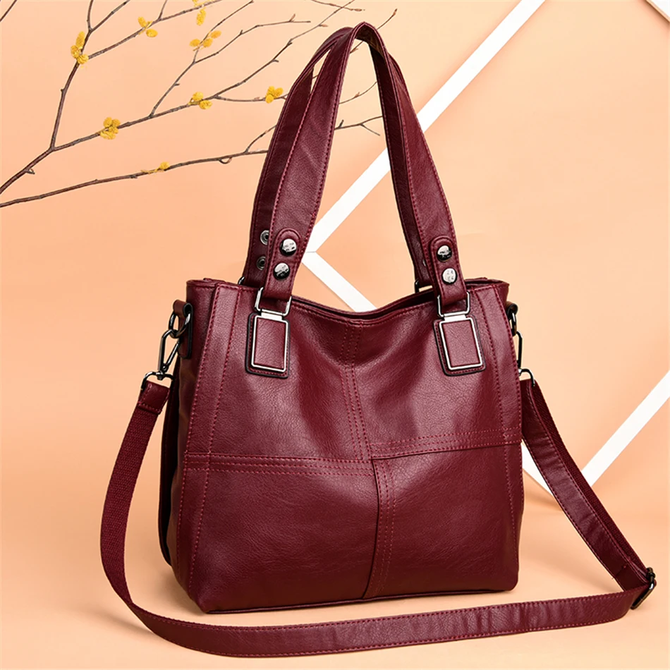 Famous Brand Women's Soft Leather Handbags Large Capacity Tote Bag ...
