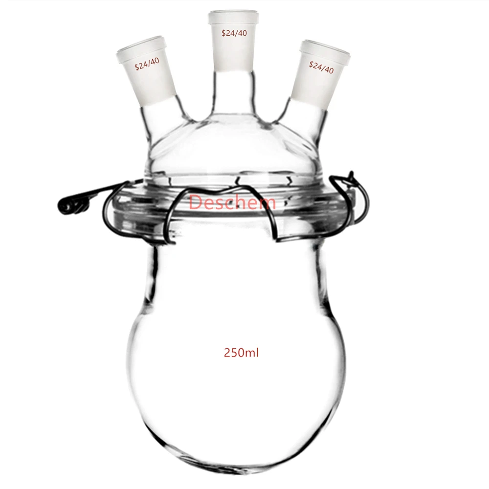 24/40 Glass Reactor 3-Neck Round Bottom Three Necks Reaction Kettle ...