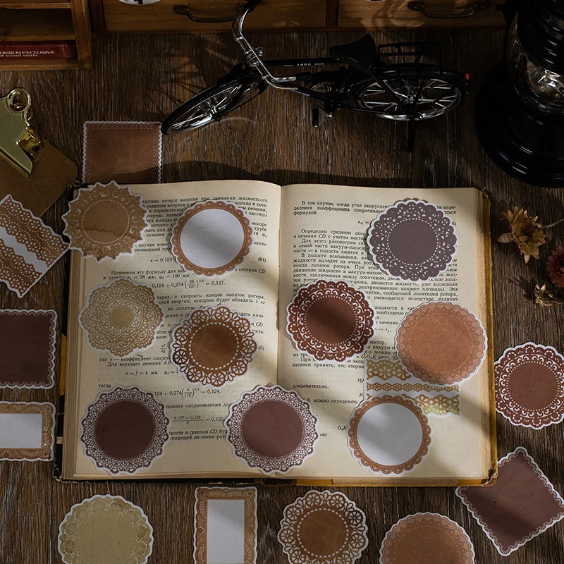 30 pcs/pack Vintage Morandi Color Lace Decorative Stickers Scrapbooking ...