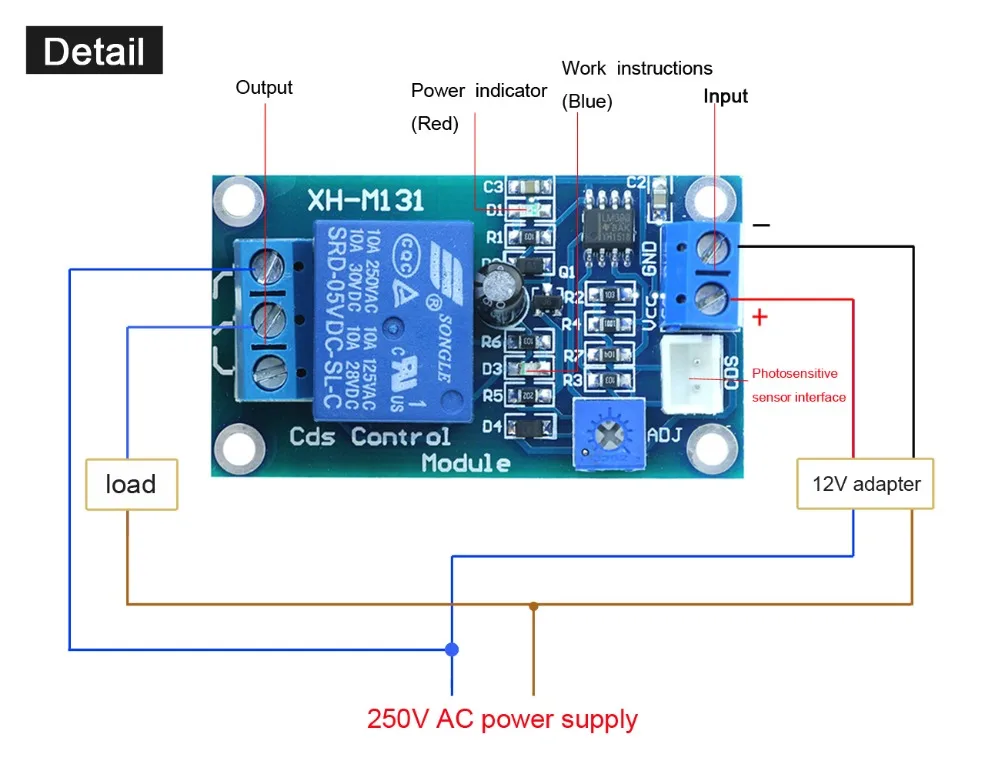 Xh-m131 Dc 5v 12v 10a Light Control Switch Photoresistor Relay Module ...