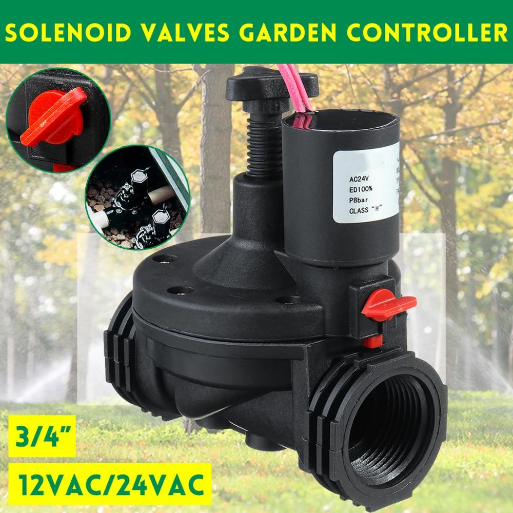 3/4" Thread 12/24V AC Solenoid Valves Garden Controller Industrial ...