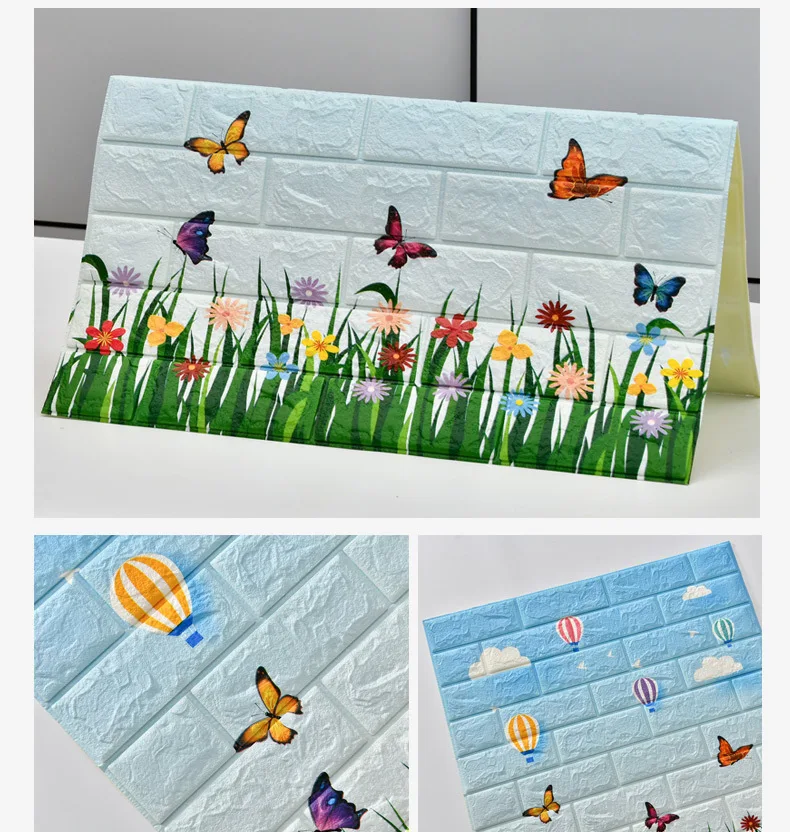 Papier peint,Papier peint brique 3D autoadhésif Anti-Collision en ...