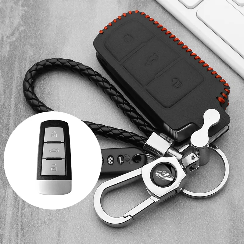 Leather-Car-Key-Cover-Case-For-Volkswagen-Golf-4-5-6-7-MK7-Passat-CC ...