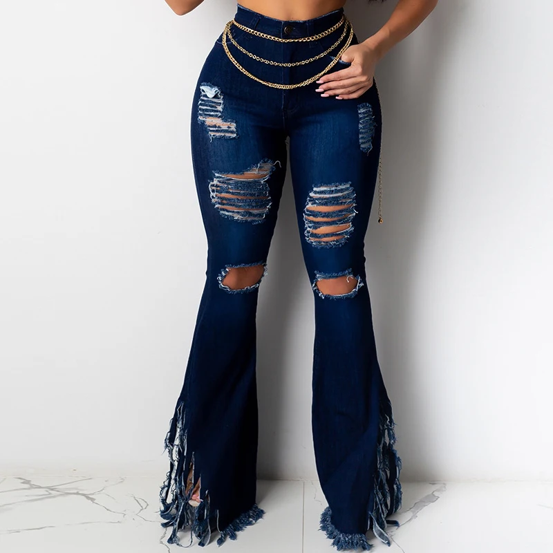 Boot Cut Ripped Jeans For Women