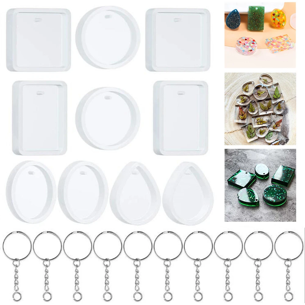 20Pcs/Set DIY Keychain Pendant Casting Silicone Mould Kit Crystal Epoxy ...