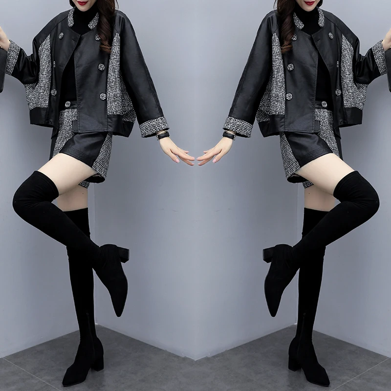 Woolen Two Piece Short Set For Women Autumn Women 2 Piece Set Top And ...