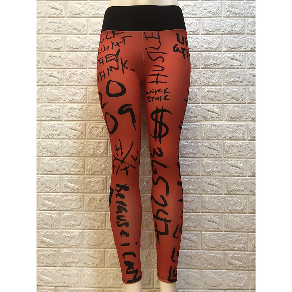 Однотонные облегающие леггинсы с буквенным принтом и высокой талией ...