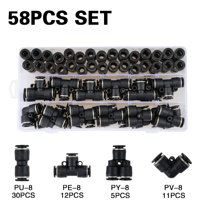 Pneumatics 8mm Pipe Connector | Plastic Water Pipe Connectors - 58pcs ...