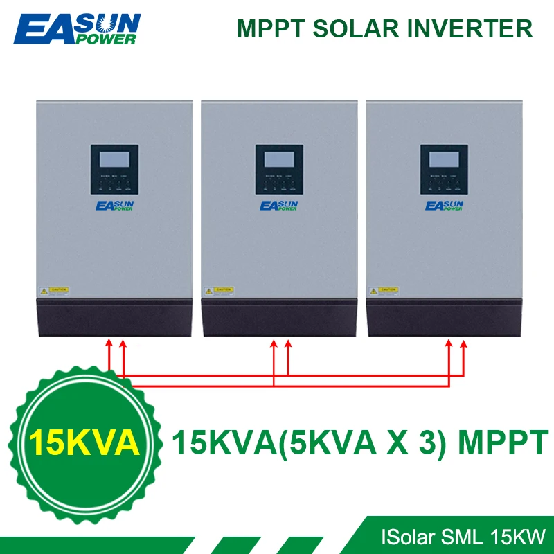 15KVA Solar Inverter 3-phase 380V 60A MPPT 3 x 5KVA Pure Sine Wave 48V ...