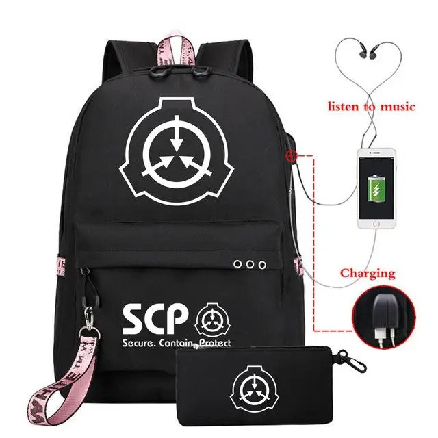 SCP Foundation Backpack Black Bookbag Cartoon School Bags for Teenage ...