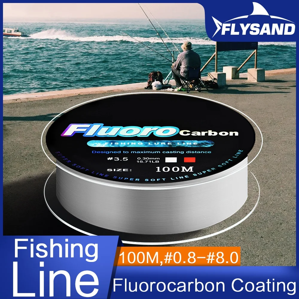 FLYSAND-Fishing-Line-100M-Fluorocarbon-Coating-4-13LB-34-32LB-Carbon ...