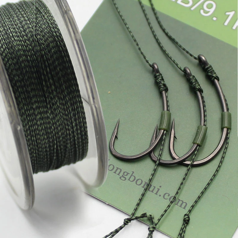 50m Camouflage Green Carp Fishing Line Soft Hook Link Carp Hooklink ...