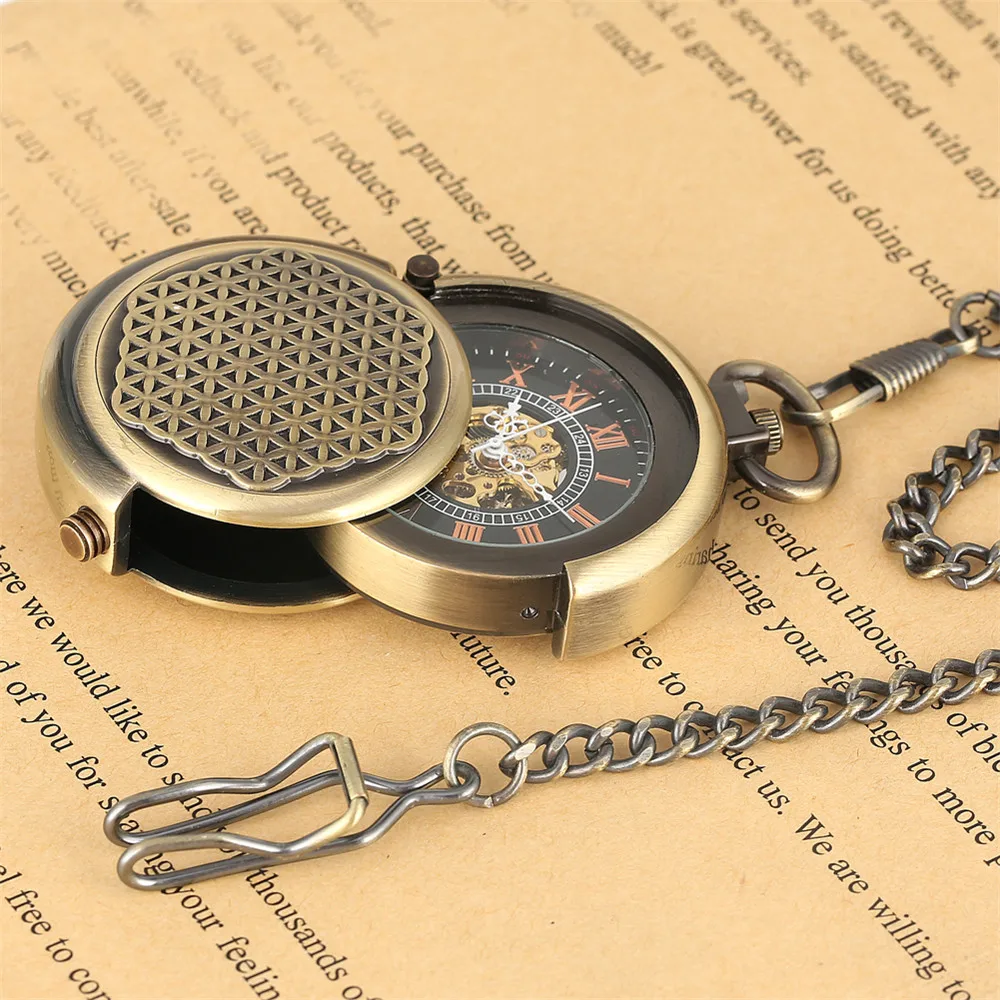 Steampunk Bronze Mechanical Pocket Watch Retro Creative Rotating Cover ...