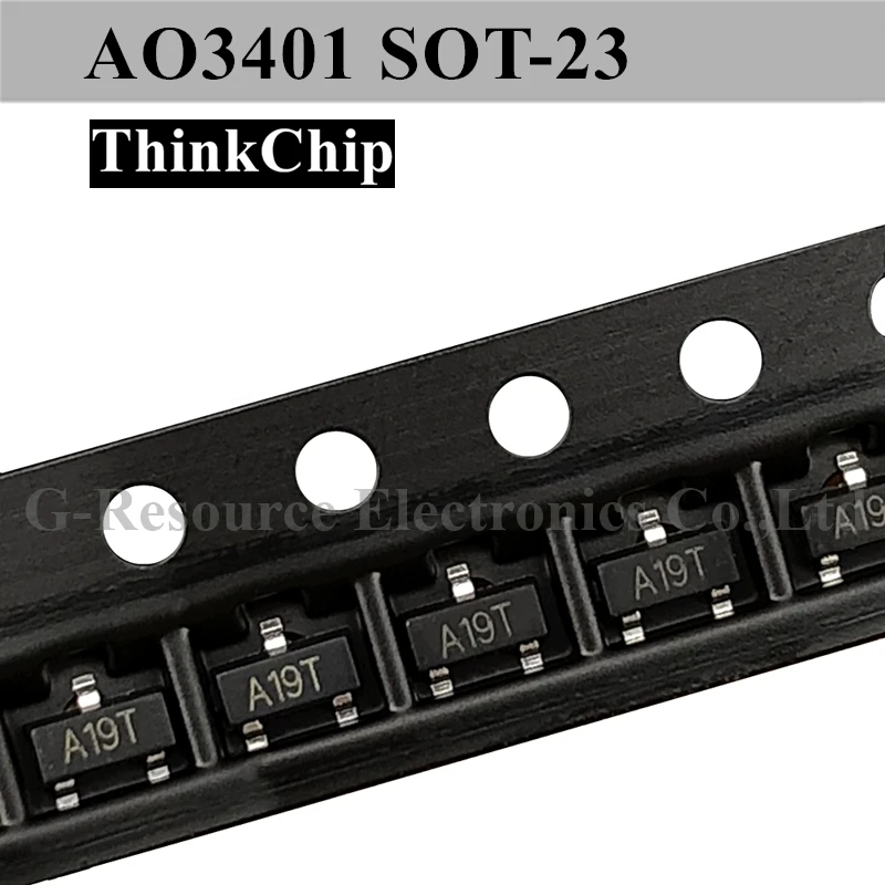 (100 pcs) AO3401 A19T SOT 23 3401 SMD Field Effect Transistor P Channel ...