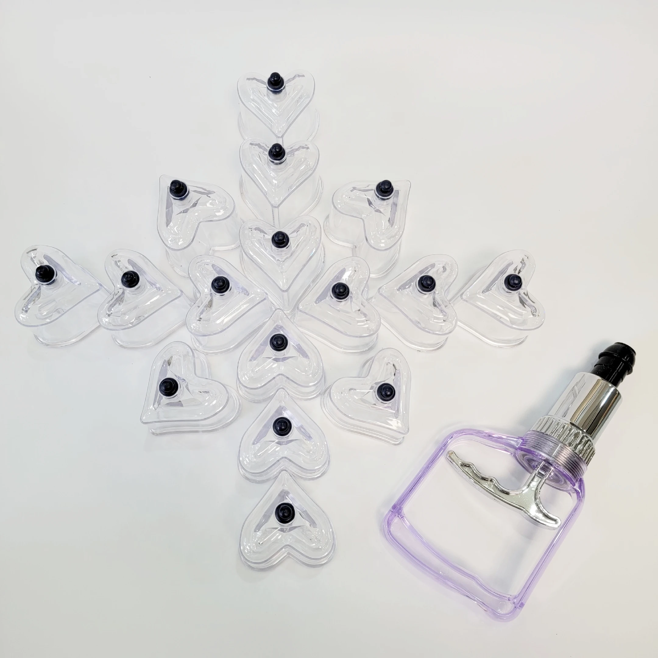 16 PCS Love Heart Shape Plastic Vacuum Cups Suction Cupping Device ...