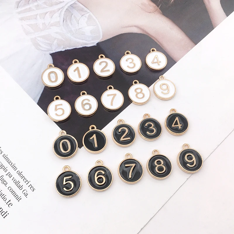 10pcs Number Charms Zero To Nine 10mm X 12mm Diy Jewelry Making Pendant ...