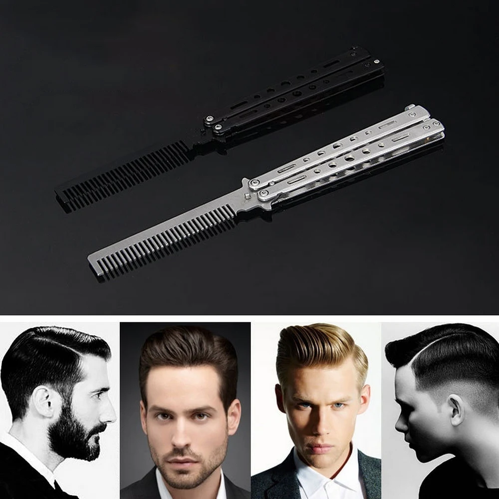 Foldable Comb Stainless Steel Practice Training Butterfly Knife Comb ...