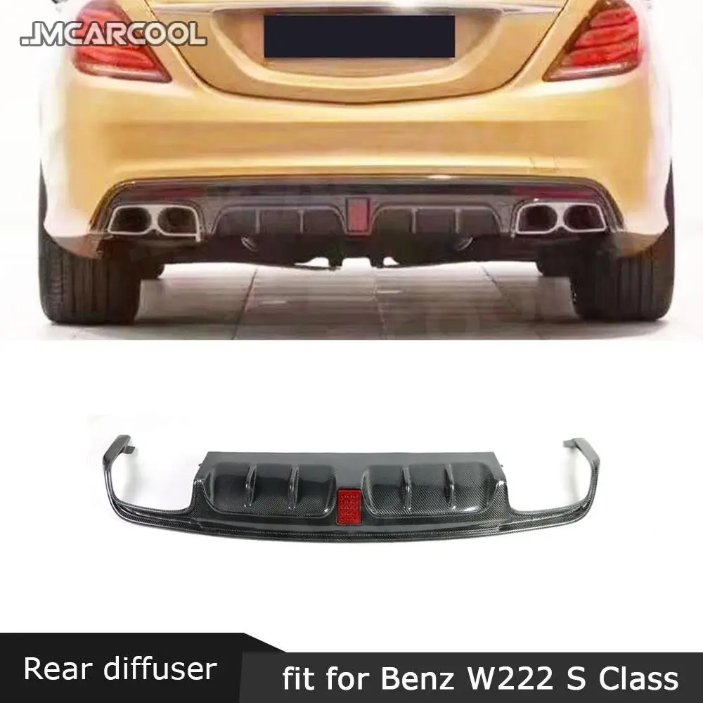 Carbon Fiber Rear Bumper Lip Diffuser Extension for Mercedes Benz S ...