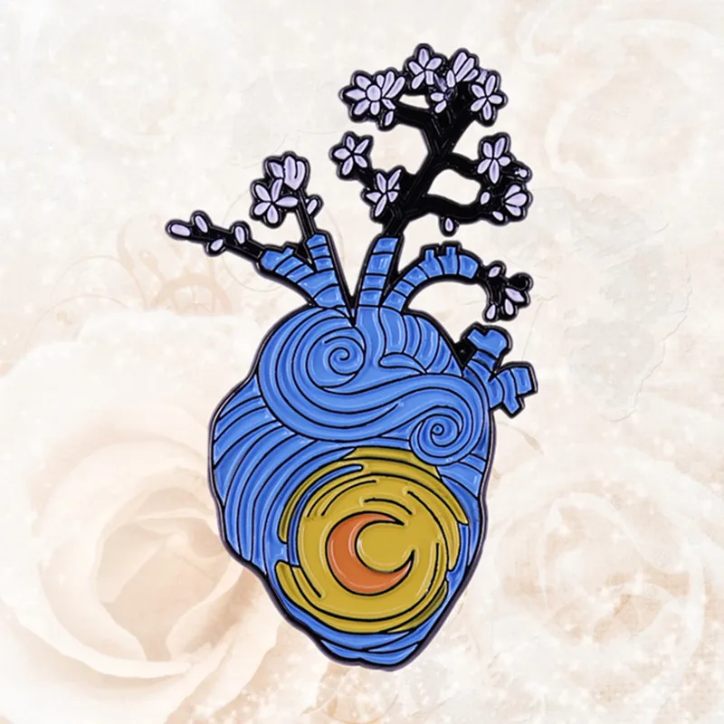 Starry-Night-Heart-Vincent-Van-Gogh-Blossoms-Impressionism-Enamel-Pin ...