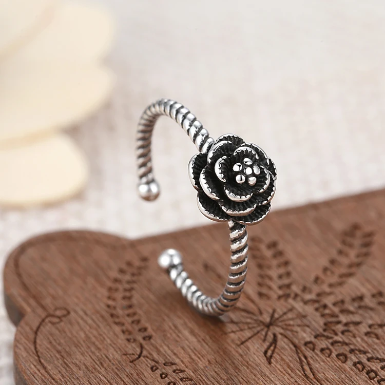 REETI Anillo de plata de primera ley con forma de flor para mujer ...