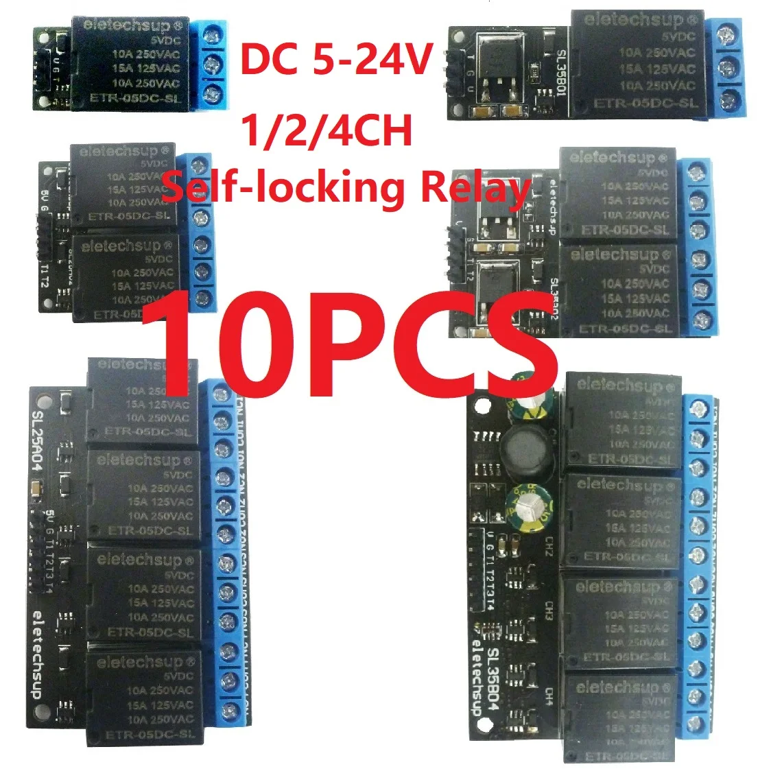 10PCS 5V 12V 24V 1 2 4CH Flip-Flop Latch Relay Module Bistable Self ...