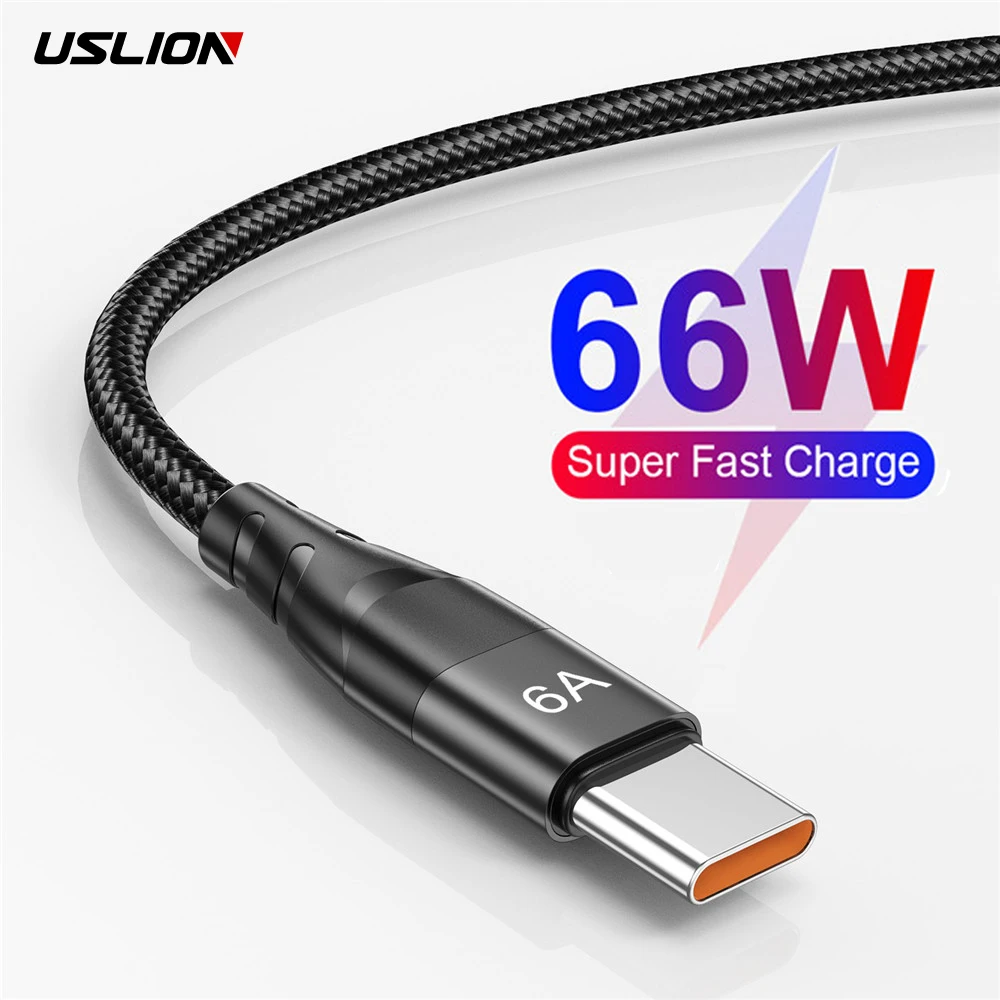 USLION Cable USB tipo C 6A para móvil, Cable de carga rápida para Huawei P40, P50 Pro, 66W ...