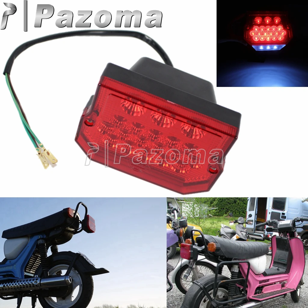 12v Motorcycle Led Tail Light Red Rear Lamp W/ White Led License Plate ...