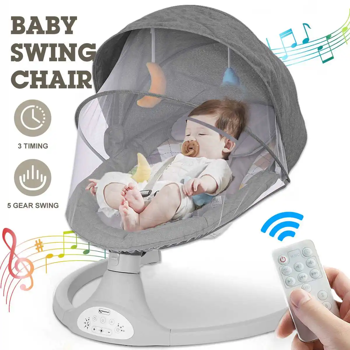 Music Electric Swing Shaker Recliner Baby Auto Swing Chair with Remote ...