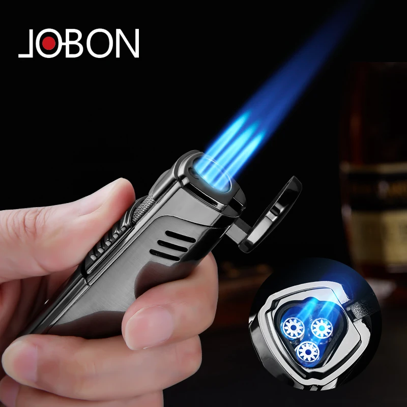 Jobon-Luxury-Portable-Metal-Triple-Torch-Jet-Windproof-Flame-Lighter ...