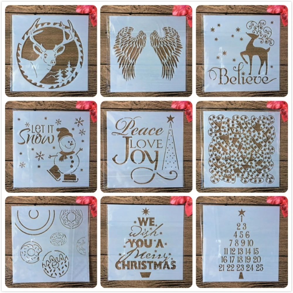 Drawing & Drafting PLASTIC STENCIL 13*13cm 11 Christmas Visual Arts ...