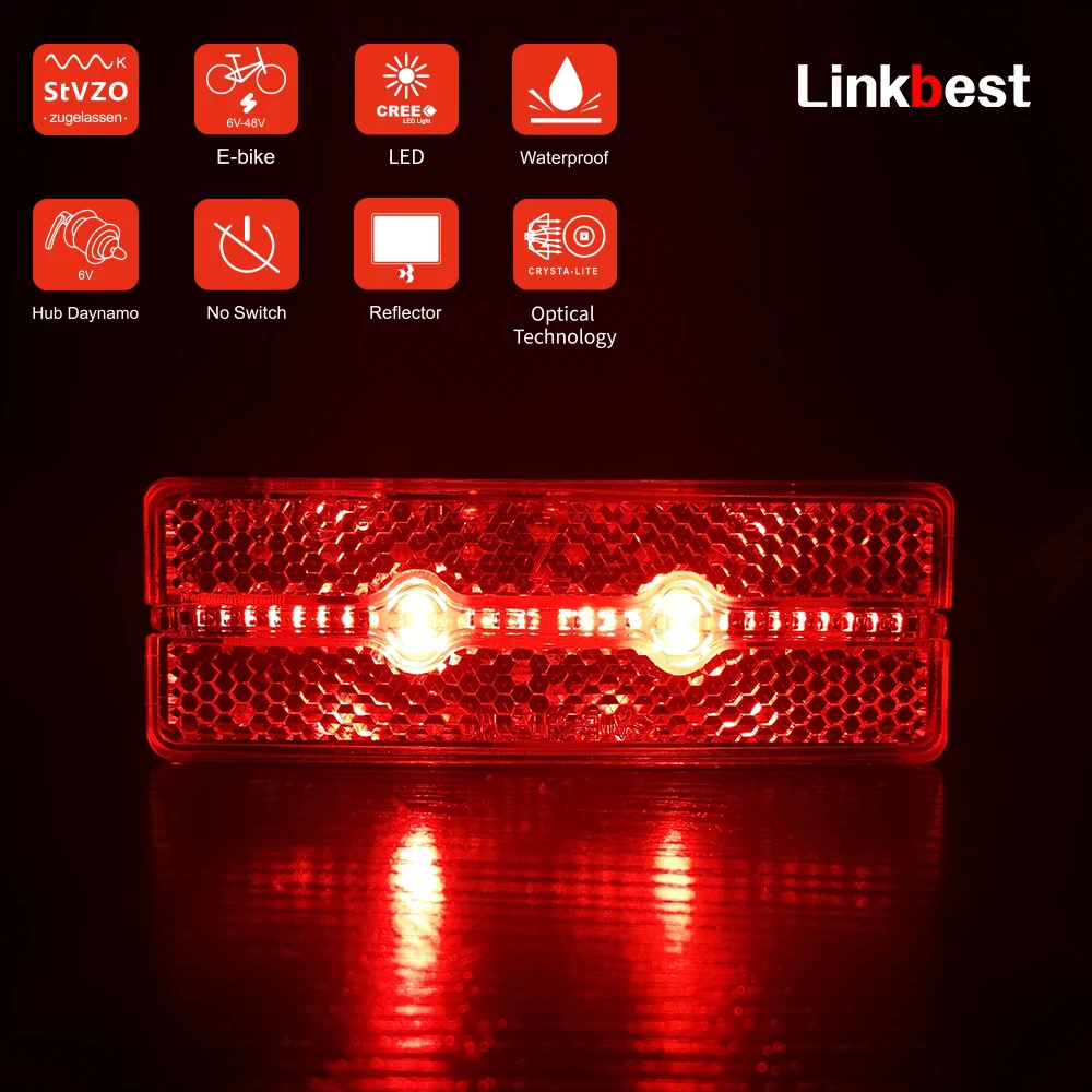 Linkbest Taillight Led Bicycle Light Rear Lamp Powerful Reflector ...