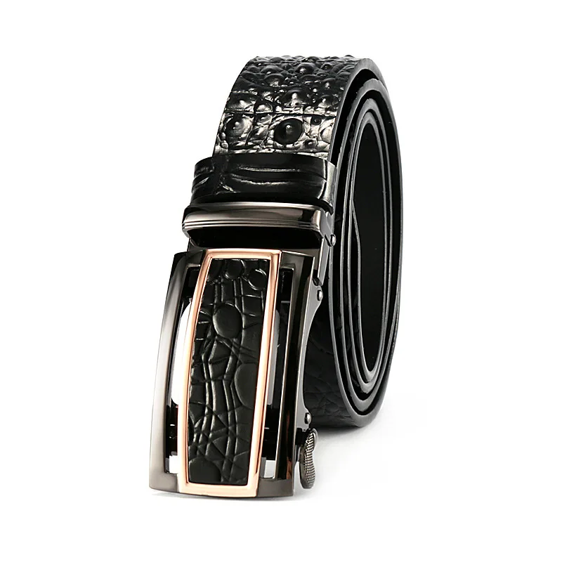 New design man belt 100% leather cowskin crocodile grain automatic ...
