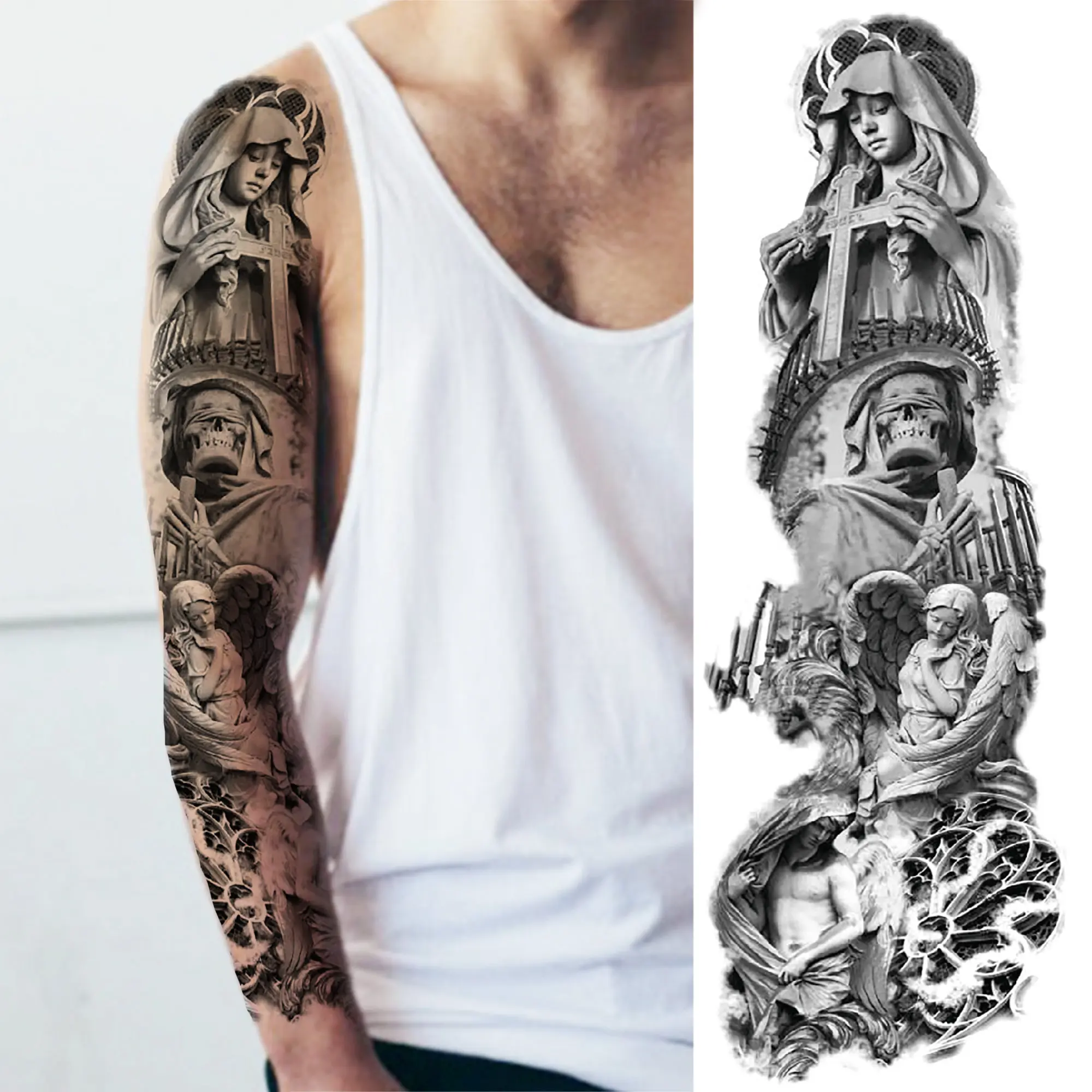 Angels And Demons Tattoos Sleeve