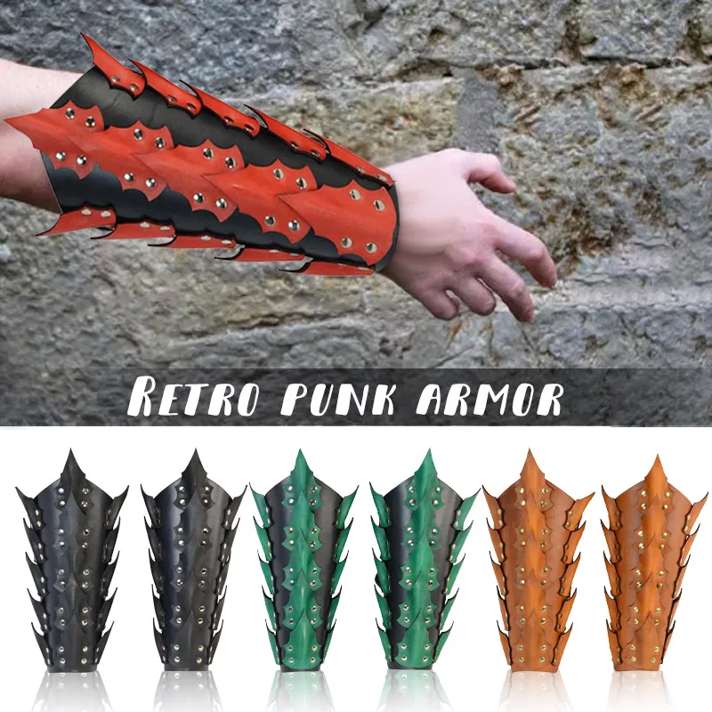 Medieval Larp Arm Guard Armor Cuff Scale PU Leather Retro Gladiator ...
