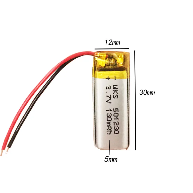3.7v 130mAh 501230 Rechargeable Lipo Battery For GPS MP4 Camera Power ...