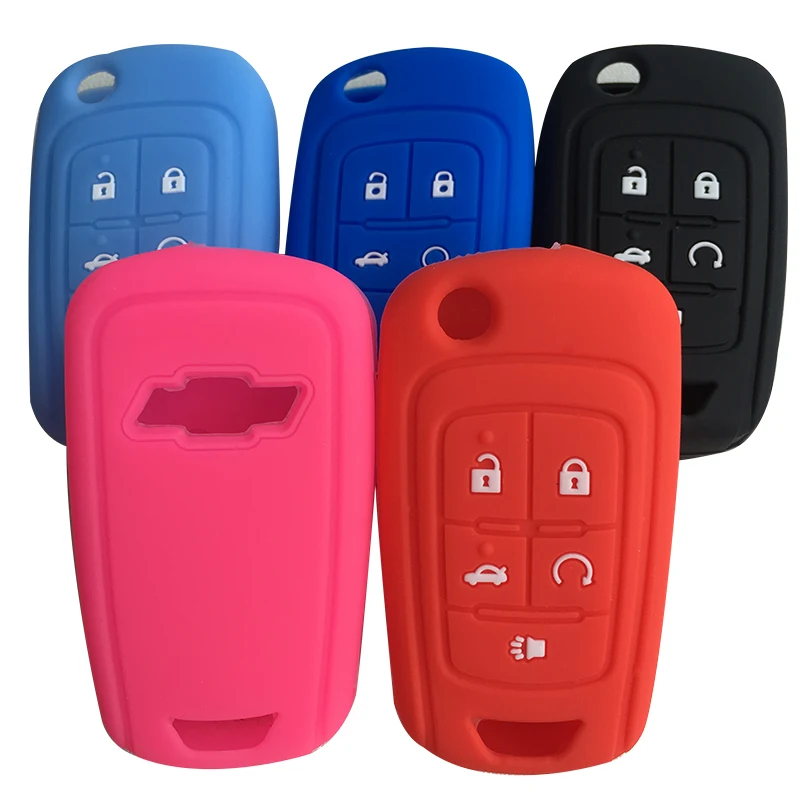 5 Buttons Silicone Cover Holder Key Jacket For Chevrolet Camaro Cruze ...