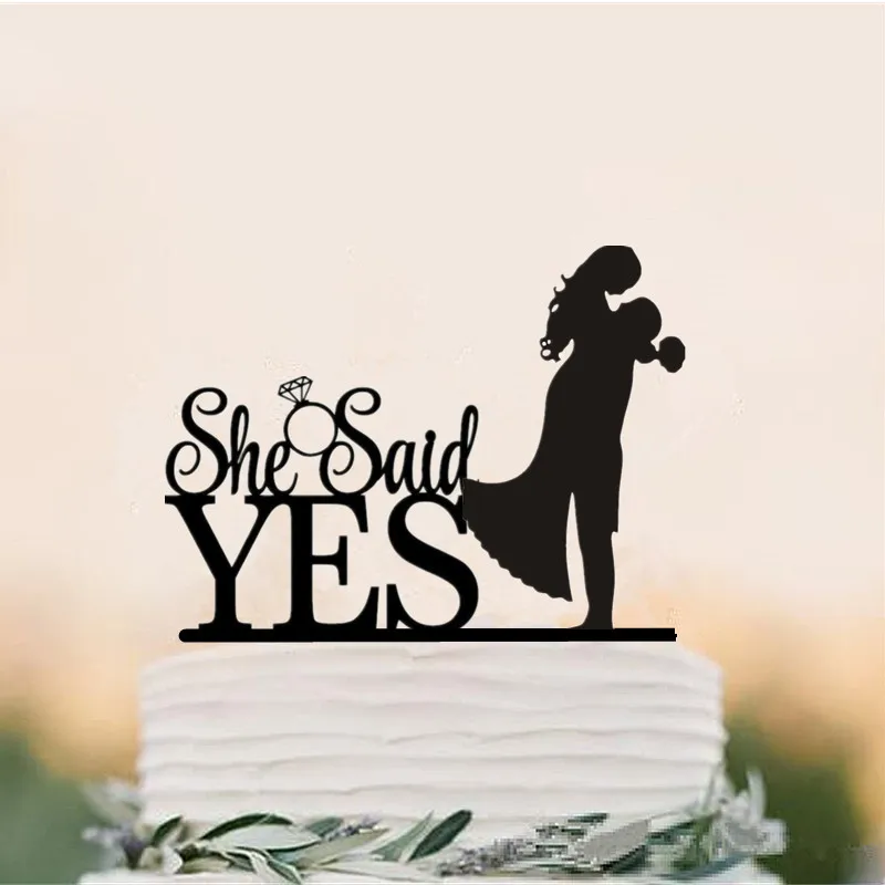 Paper & Party Supplies She Said Yes Acrylic Silver Mirror Wedding ...