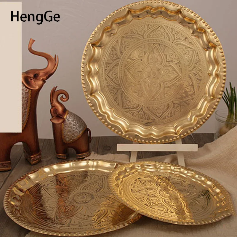 Nordic Golden Tray Retro Hand Embossed Nut Fruit Storage Trays ...
