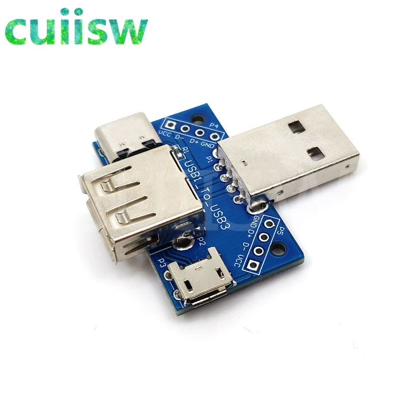 USB-Head-Switchboard-Male-USB-Connector-to-Type-c-Micro-Female-USB-2-54 ...