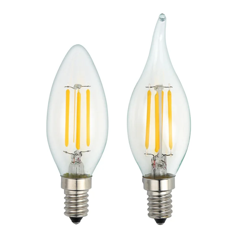 E14 LED Filament C35 Lamp C35L Dimmable Glass Candle Bulb AC 220V 240V 4W 8W 12W Replace 20W 40W ...