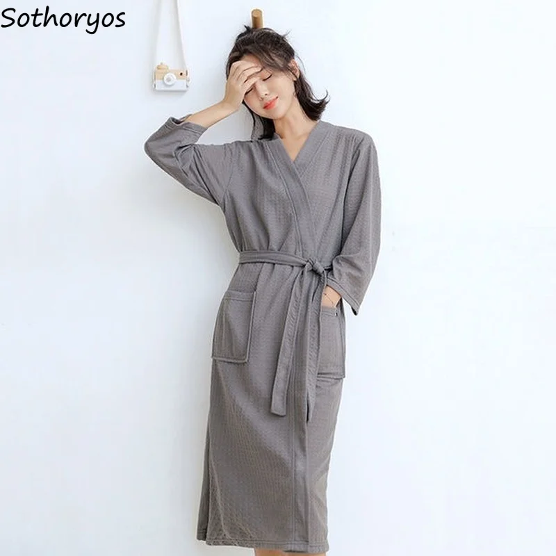 Bata básica lisa para mujer, ropa de dormir cómoda y transpirable para ...