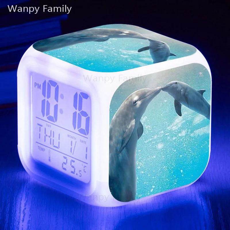 Cute Dolphins LED Alarm Clock Digital LED Clocks reloj despertador ...