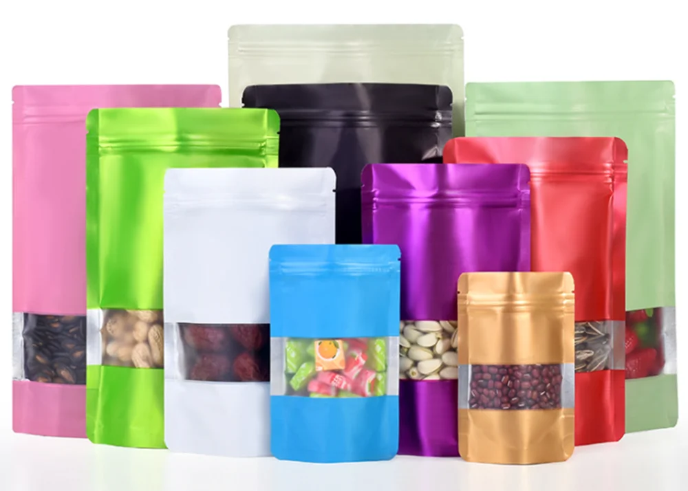 Zipper Bag 100pcs Colored Reclosable Stand Up Aluminum Foil Zip Lock ...