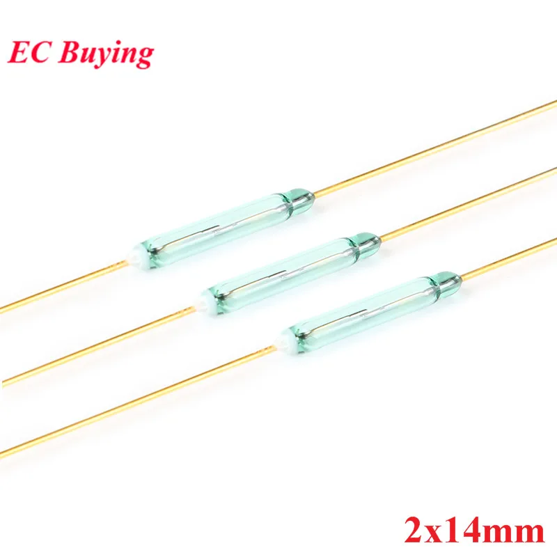 100pcs-Reed-Switch-2x14mm-2-14mm-Magnetic-Control-Switch-Green-Glass ...