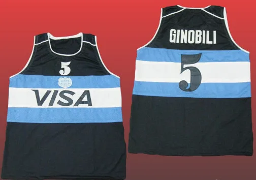 high quality #5 Manu Ginobili Team Argentina retro Throwback mens ...