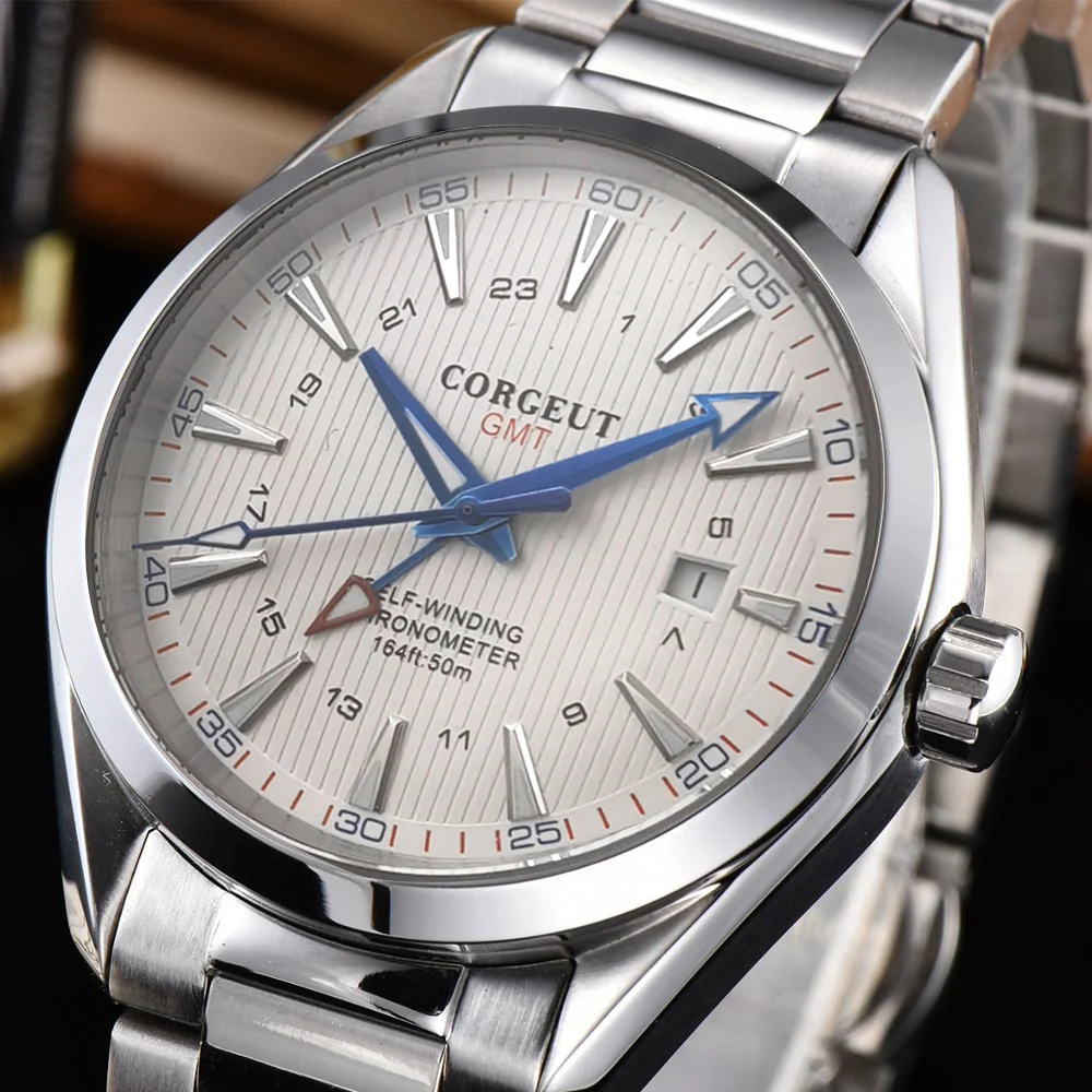 Men Mechanical Wristwatches | Watch Automatic White Dial | Gmt ...